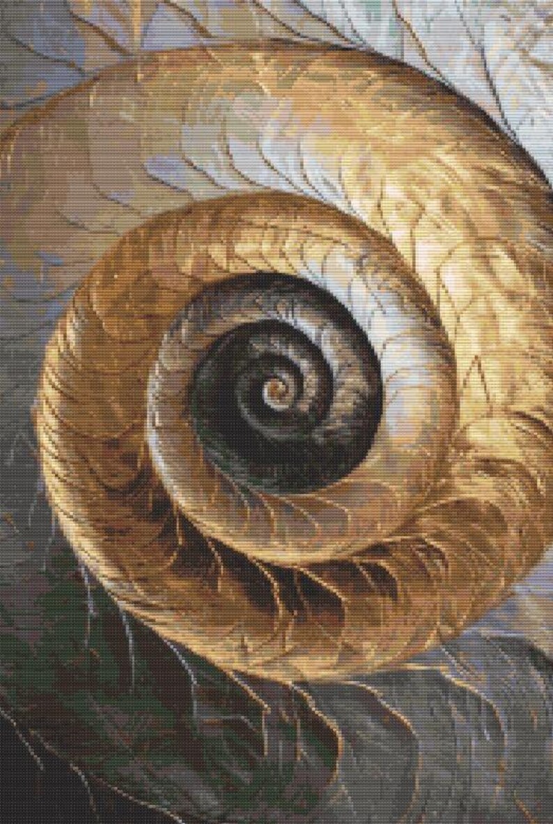 Nautilus Shell Cross-stitch Pattern - Elegant Spiral Design - DIY ...