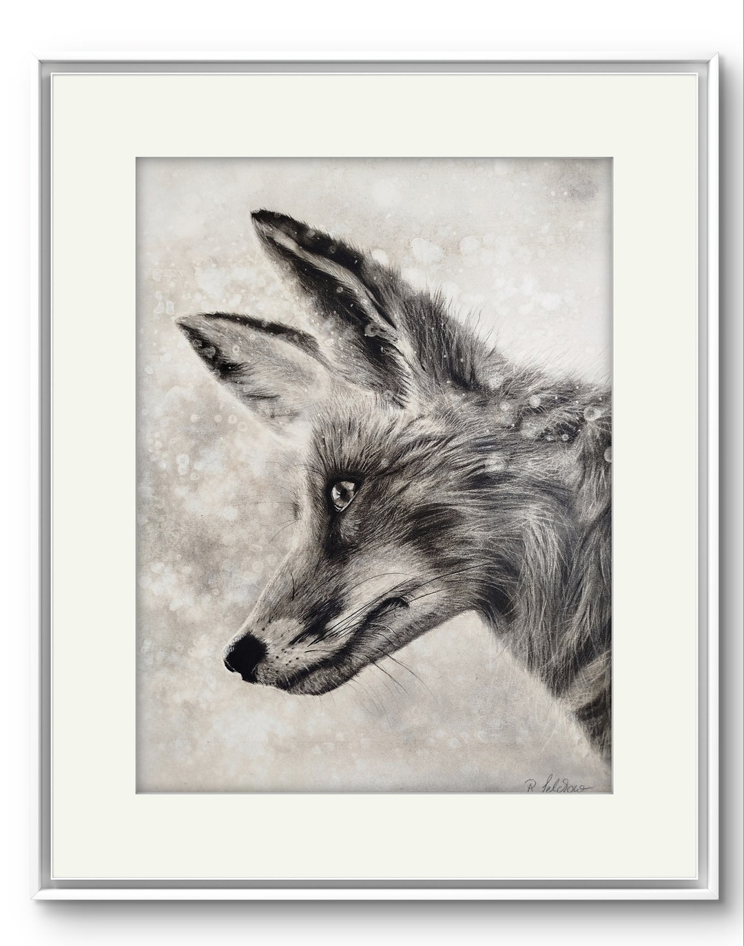 Charcoal and Graphite Drawing fox on Coffee-tinted Paper, A3, Unique - Etsy