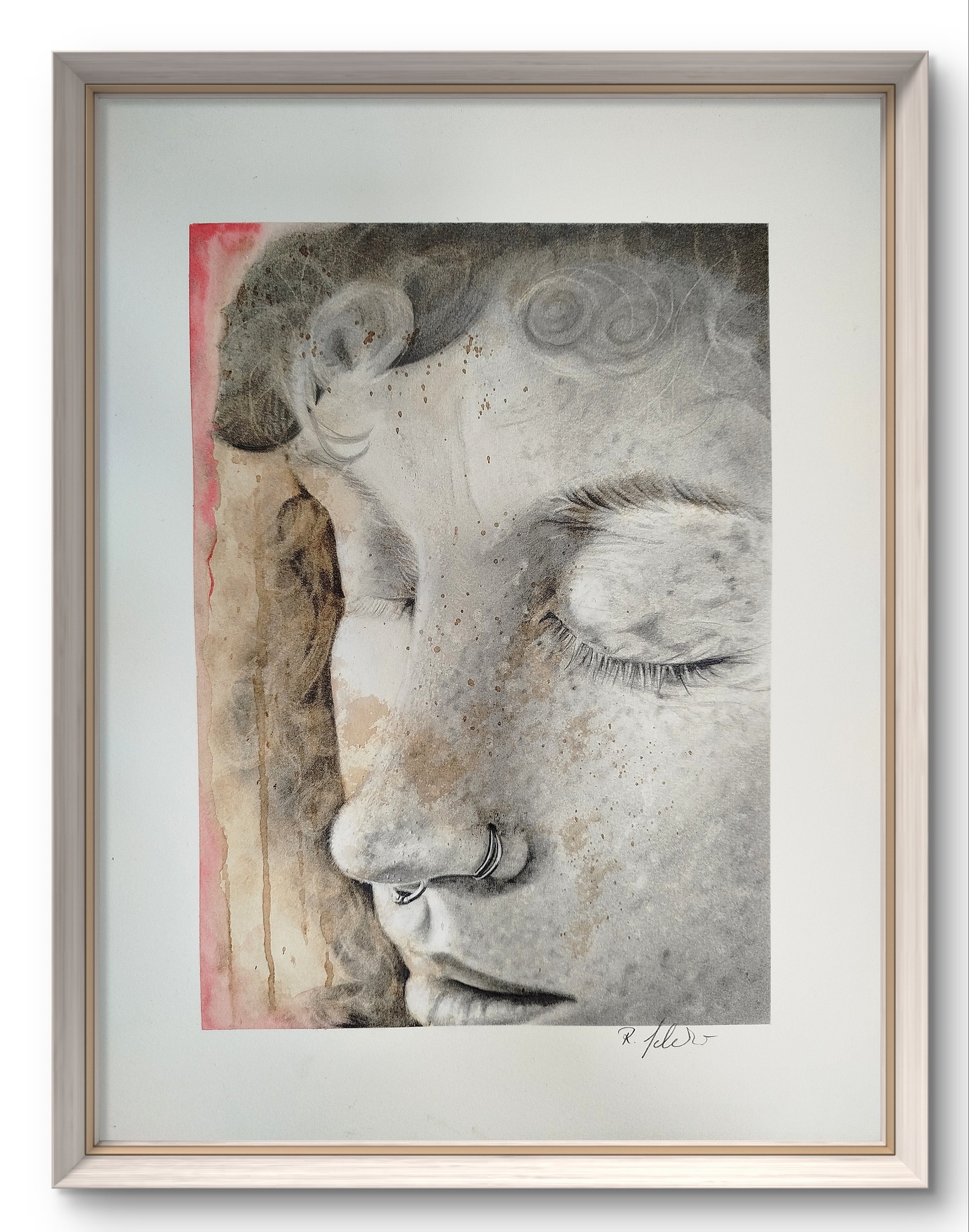 Graphite Drawing on Paper Tinted With Coffee and Watercolors, 30.5 X 40 ...