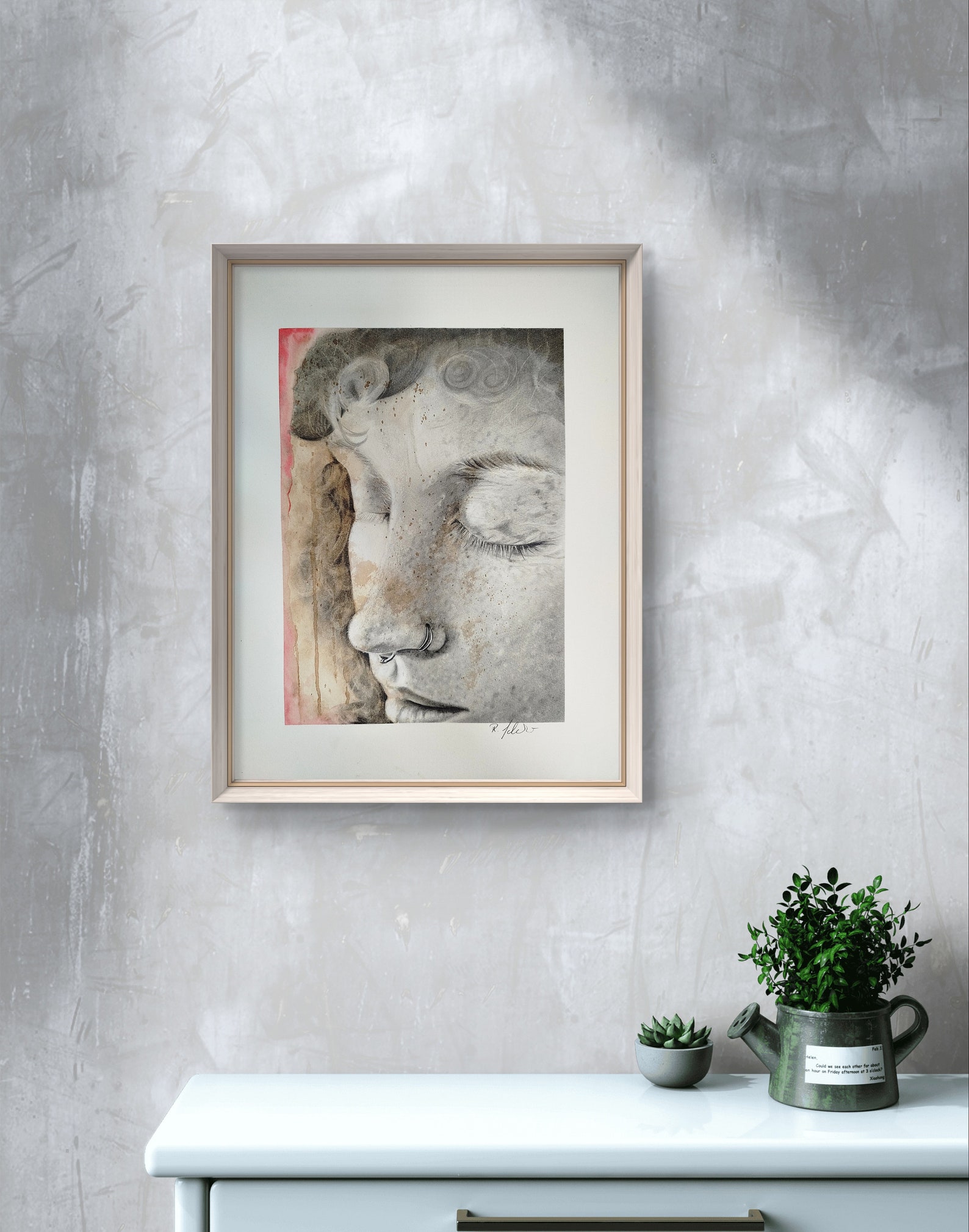 Graphite Drawing on Paper Tinted With Coffee and Watercolors, 30.5 X 40 ...