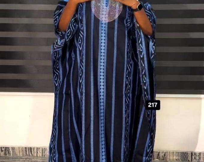 African Ankara Boubou Dress, African Print Dress, Nigerian Dress, Tie ...