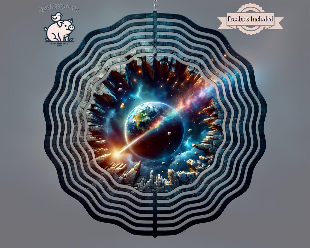 Earth Hole in Wall Wind Spinner Design: Space Suncatcher Printable (PNG ...