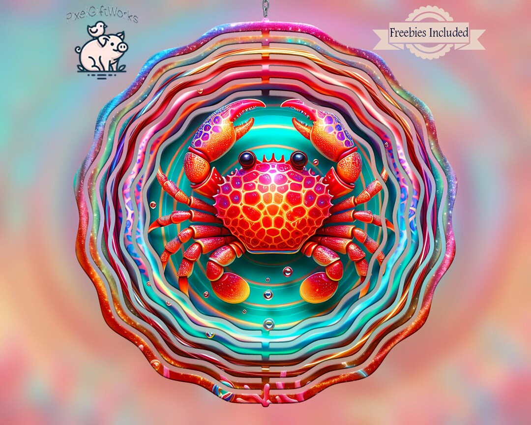 Vibrant Crab Wind Spinner PNG Digital Download, Sublimation Design for ...