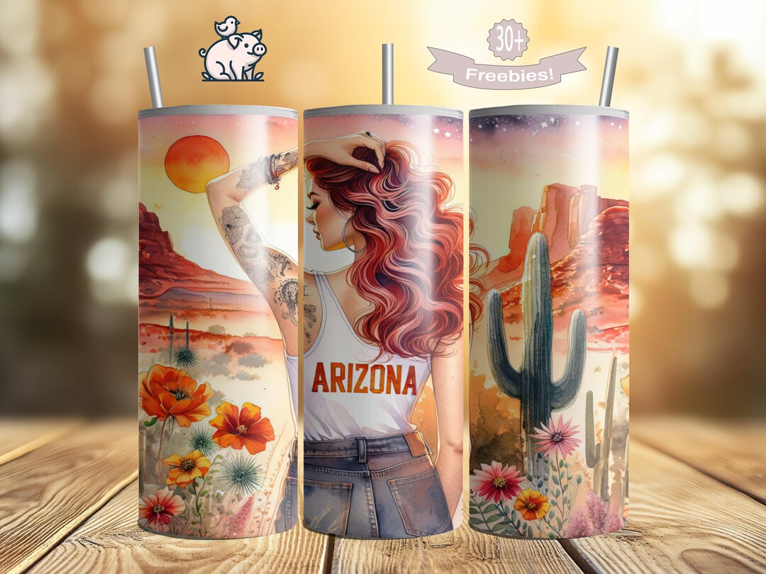 Arizona Tumbler Wrap: Grand Canyon State Girl, 20oz Skinny Design ...