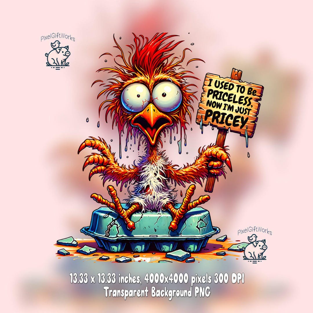 Funny Chicken Art PNG: Egg Price Meme Sublimation Design (digital ...