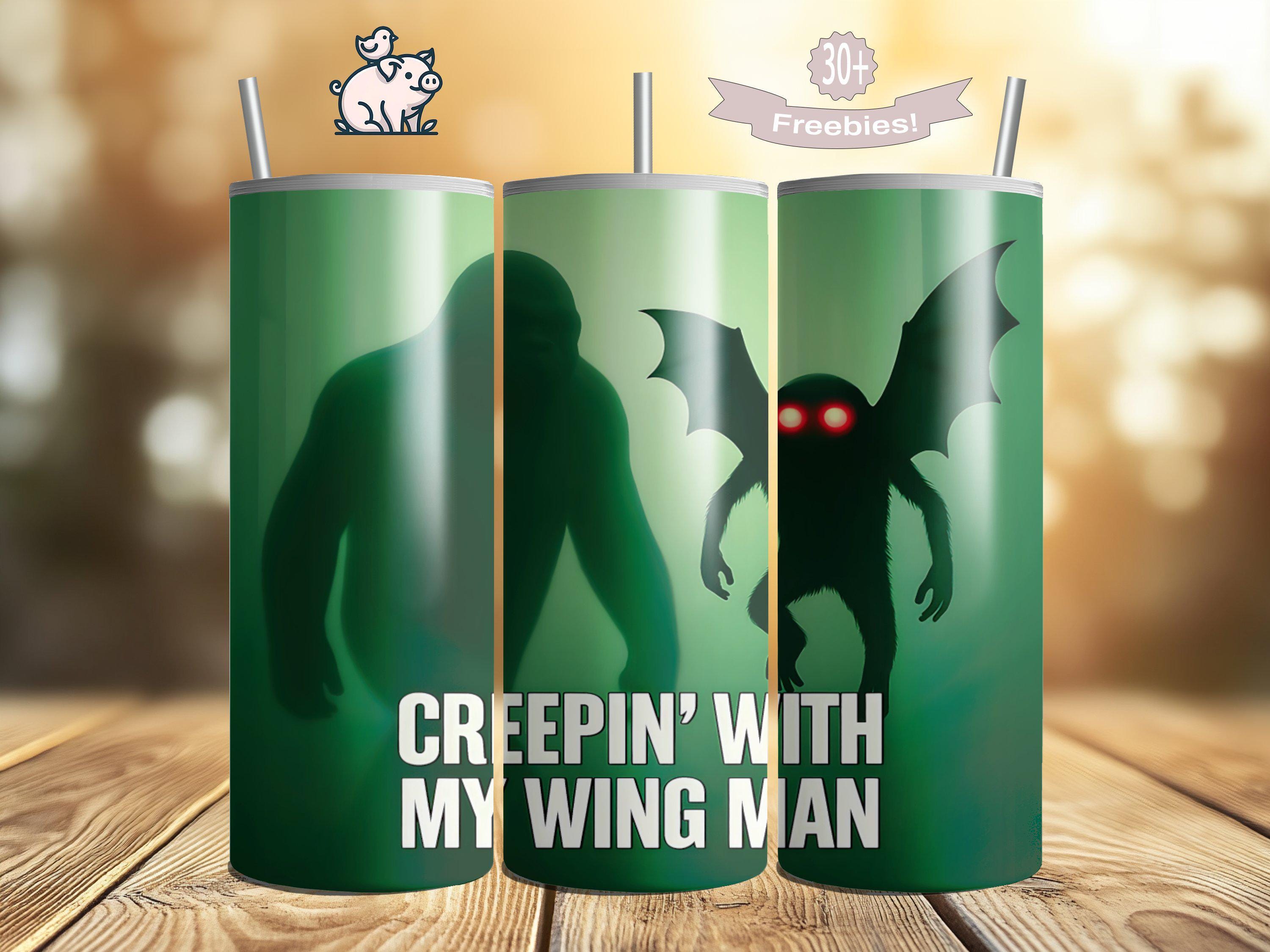 Creepin With Wingman Tumbler Wrap PNG, Digital Download, Cryptid ...