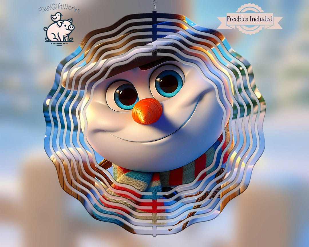 Funny Snowman Wind Spinner PNG: Winter Sublimation Design (digital ...