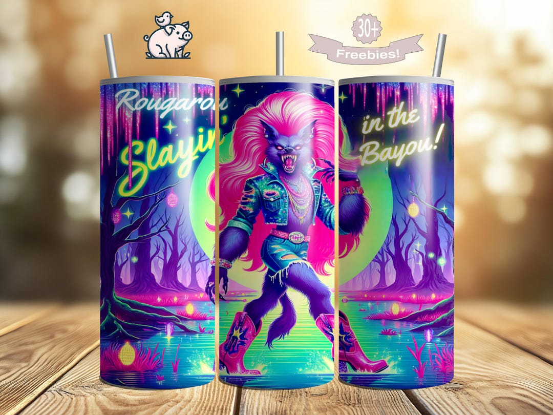 Rougarou Slayin in Bayou Tumbler Wrap PNG, Bayou Werewolf Sublimation ...