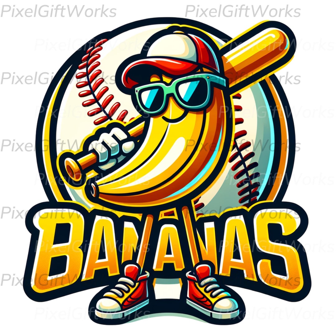 Buy Let's Go Bananas Baseball PNG Sports Team Mascot Funny Banana ...