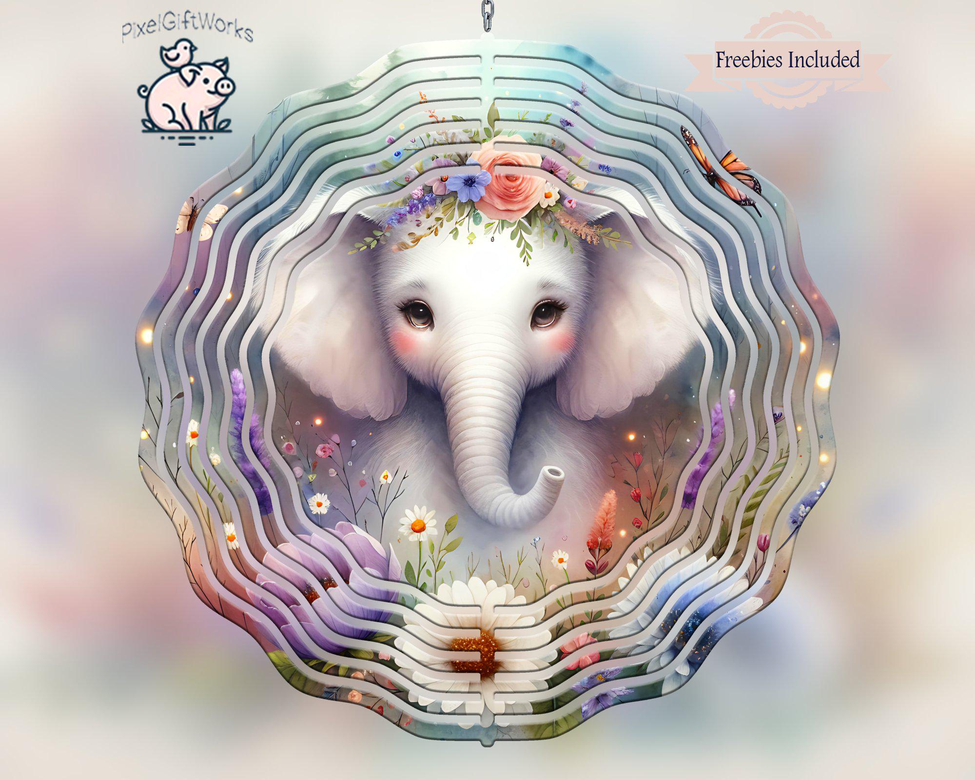 Elephant Wind Spinner PNG, Elephants Sublimation Design, Windspinner ...