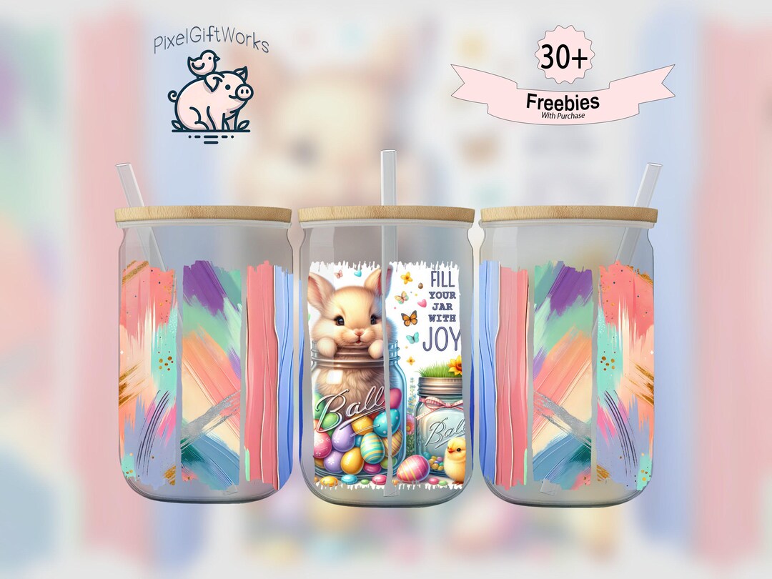 Easter Brushstroke Glass Can Wrap PNG, DIY Brushstrokes Sublimation ...