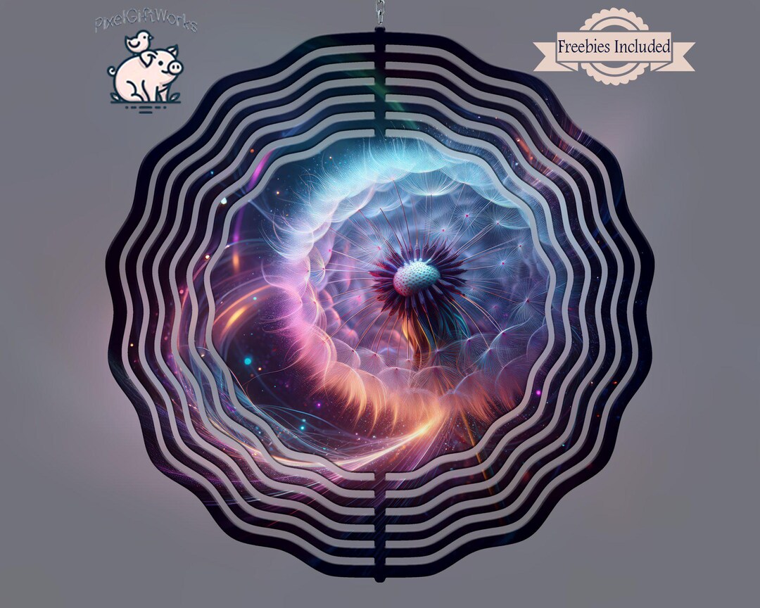 Dandelion Wind Spinner Sublimation Design: Iridescent PNG (digital ...