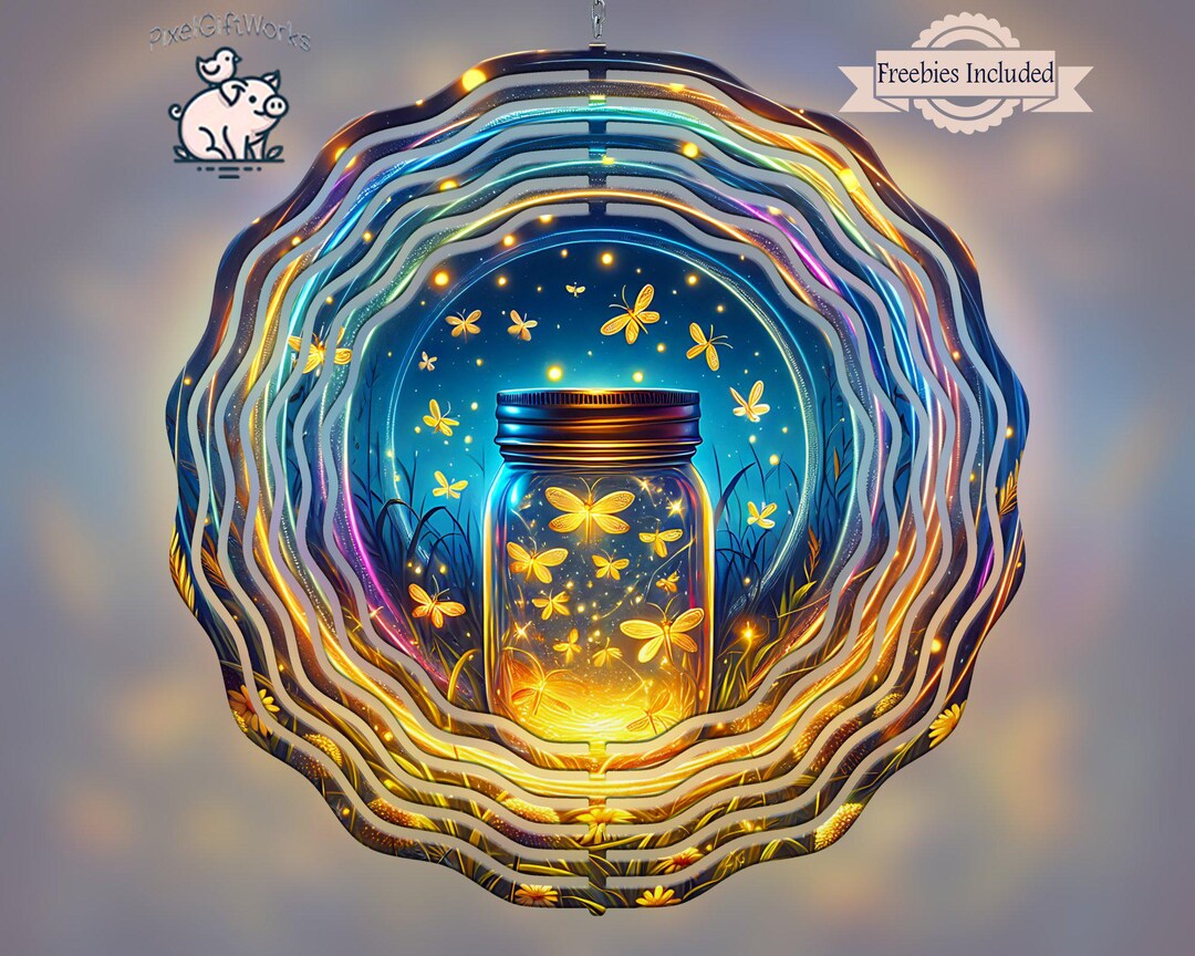 Firefly Jar Wind Spinner PNG: Magical Sublimation Design (digital ...
