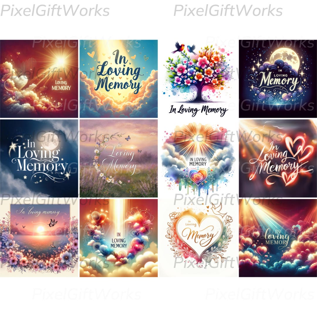 In Loving Memory PNG Bundle: Funeral Remembrance Designs (digital ...