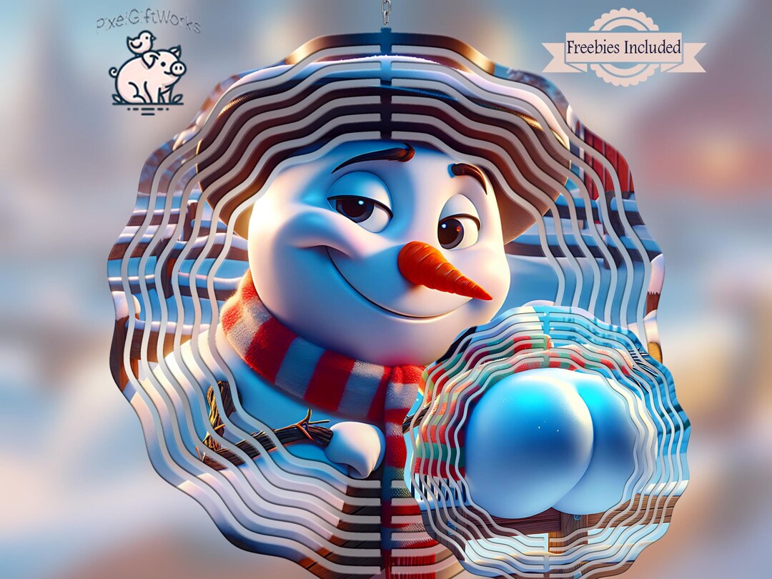 Funny Snowman Wind Spinner PNG - Winter Sublimation Design (digital ...