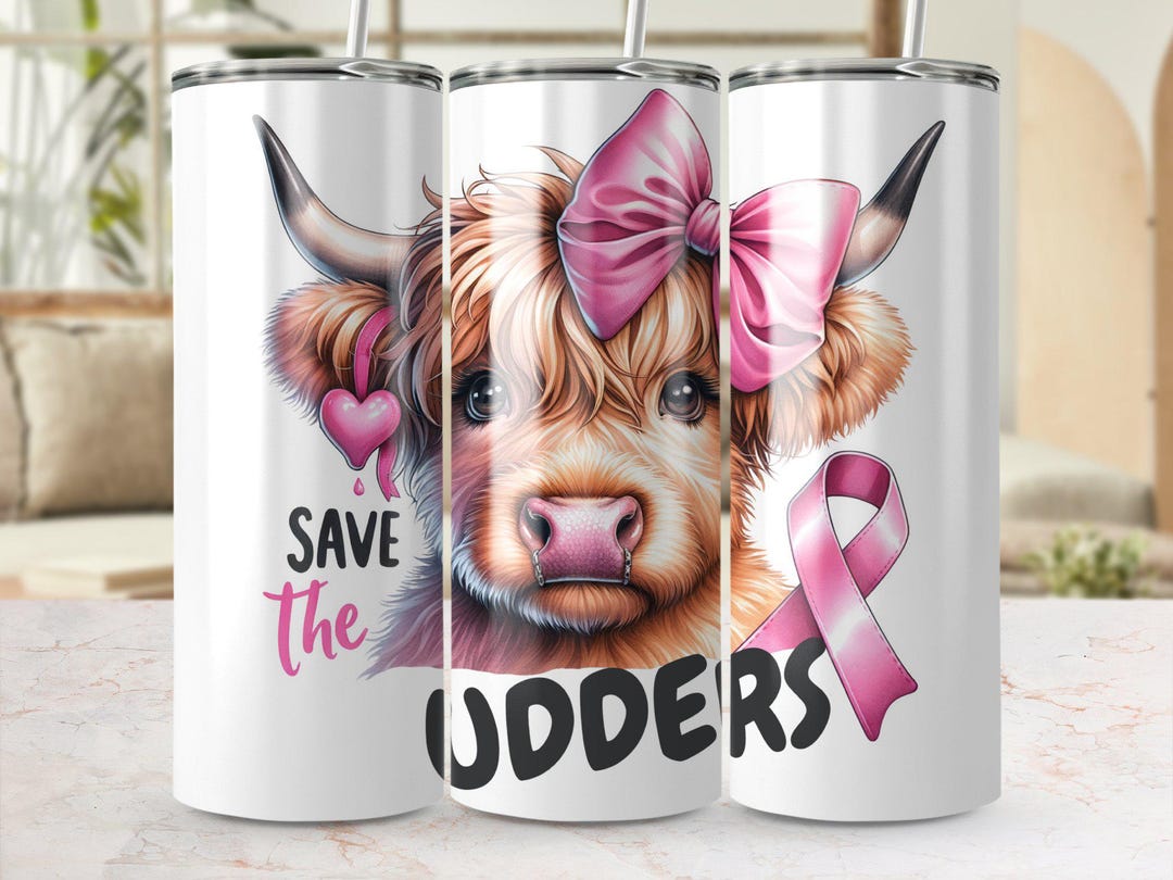 Save the Udders Cow Tumbler Wrap: Breast Cancer Awareness (PNG Digital ...
