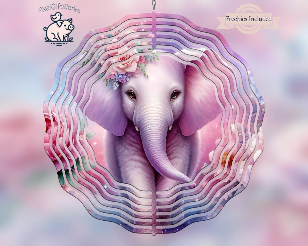 Elephant Wind Spinner PNG, Elephants Sublimation Design, Windspinner ...