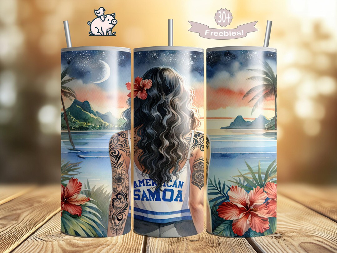 American Samoa Tumbler Wrap: Pacific Paradise Girl PNG (digital ...