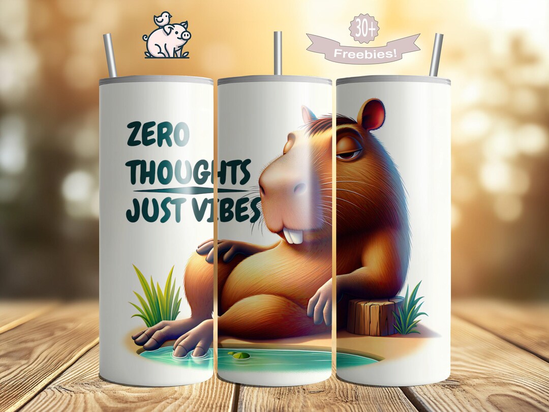 Cute Capybara 20oz Skinny Tumbler Wrap Png, Capybara Sublimation Design ...
