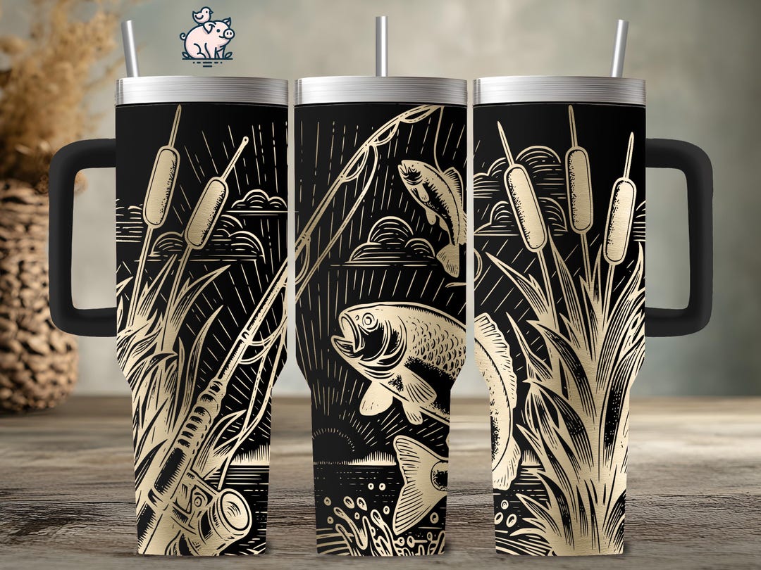 Engrave Fishing Rod Fish Scene Svg Png Digital Download, Fisherman Svg ...