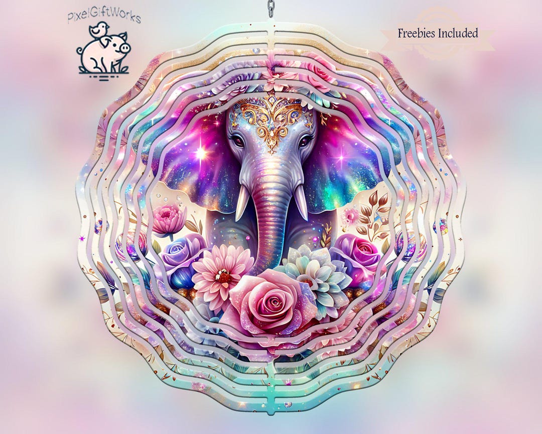 Elephant Wind Spinner PNG, Elephants Sublimation Design, Windspinner ...