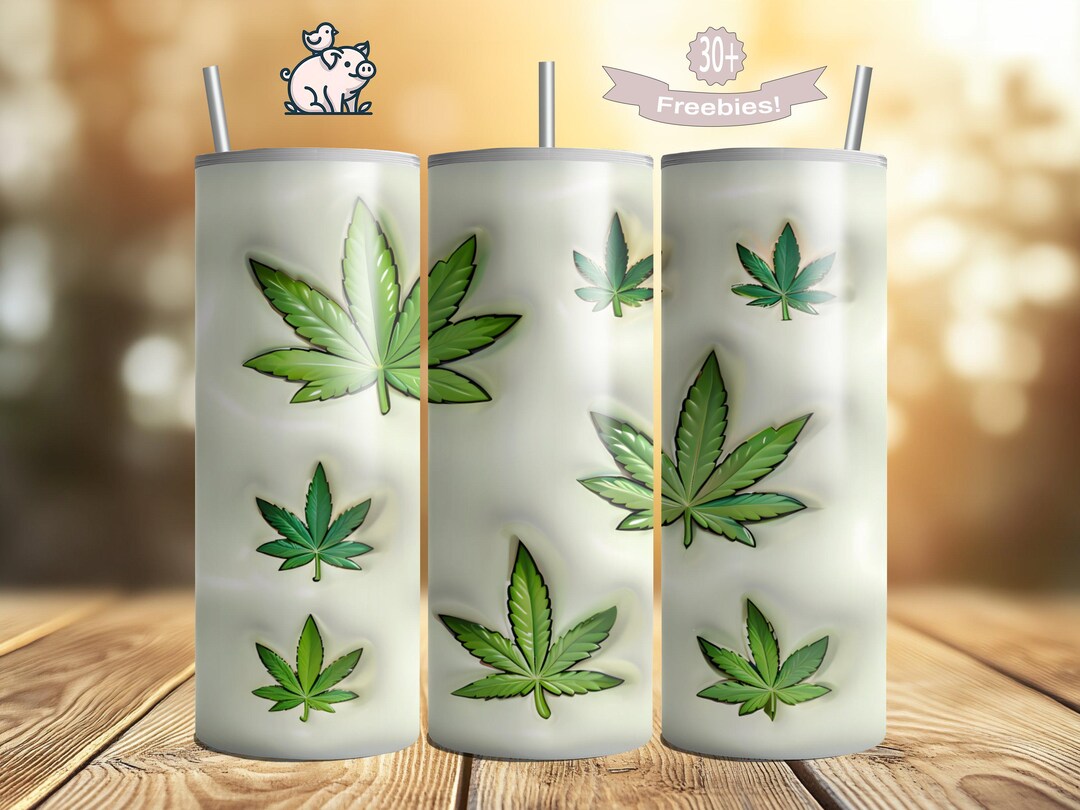 3d Puffy Inflated Tumbler Wrap, Weed 20oz Sublimation Design, Instant ...