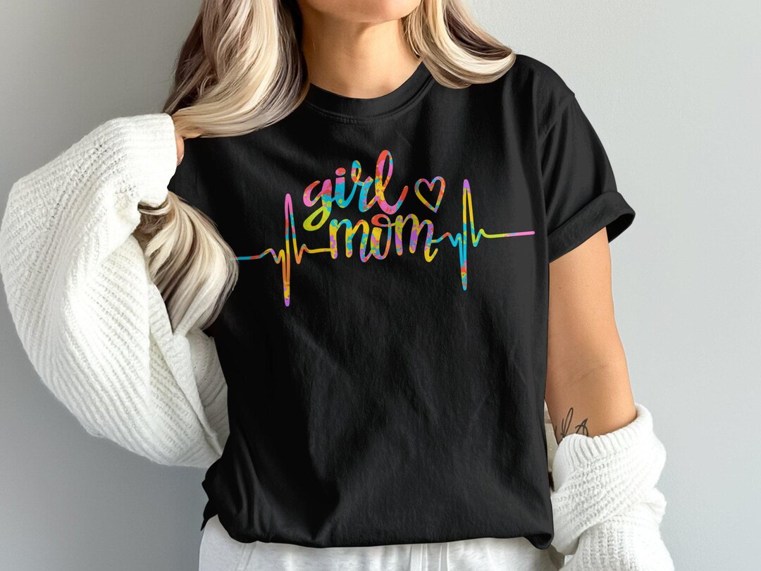 Girl Mom Heartbeat Design, Watercolor Effect, Digital Download Png File ...