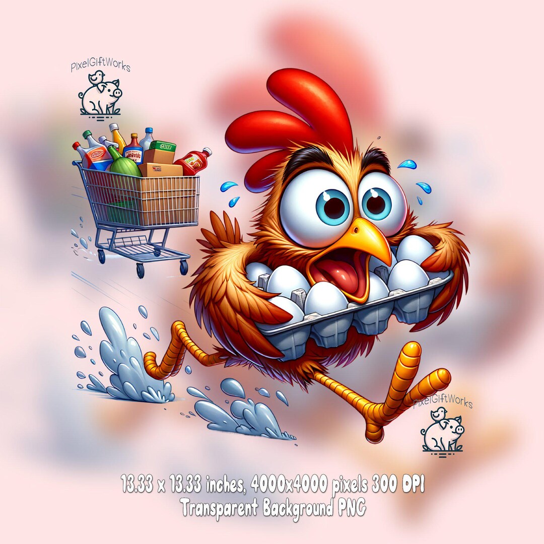 Chicken Cartoon Economy Parody Humorous Digital Design, Funny Egg ...