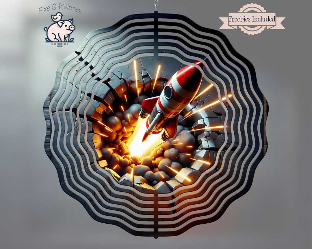 3D Rocket Wind Spinner Design, Hole Wall Sublimation, Digital Download ...