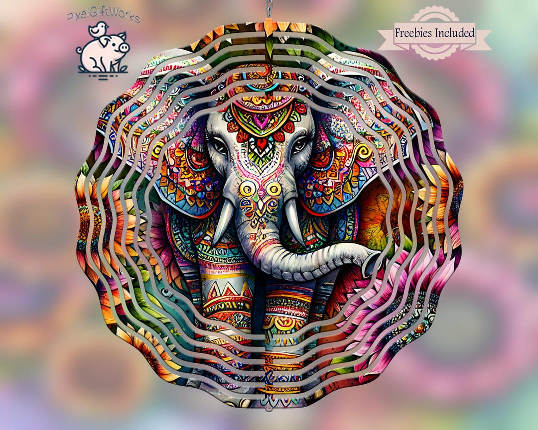 Elephant Wind Spinner PNG, Elephants Sublimation Design, Windspinner ...