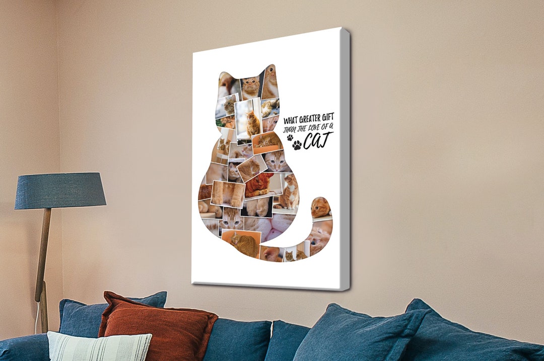 Custom Cat Photo Collage Personalised Pet Collage Animal Photo Wall Art ...