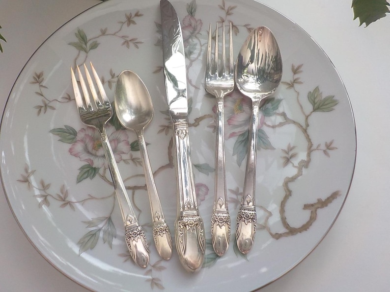 Sale--first Love Silver Plate 5 Piece Place Settings Silverplate Dinner ...