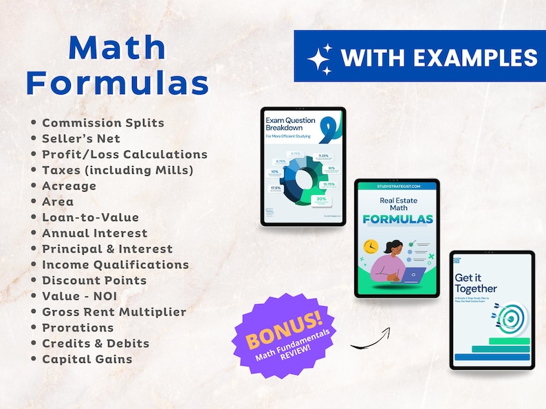 Real Estate Exam Math Formulas - Etsy