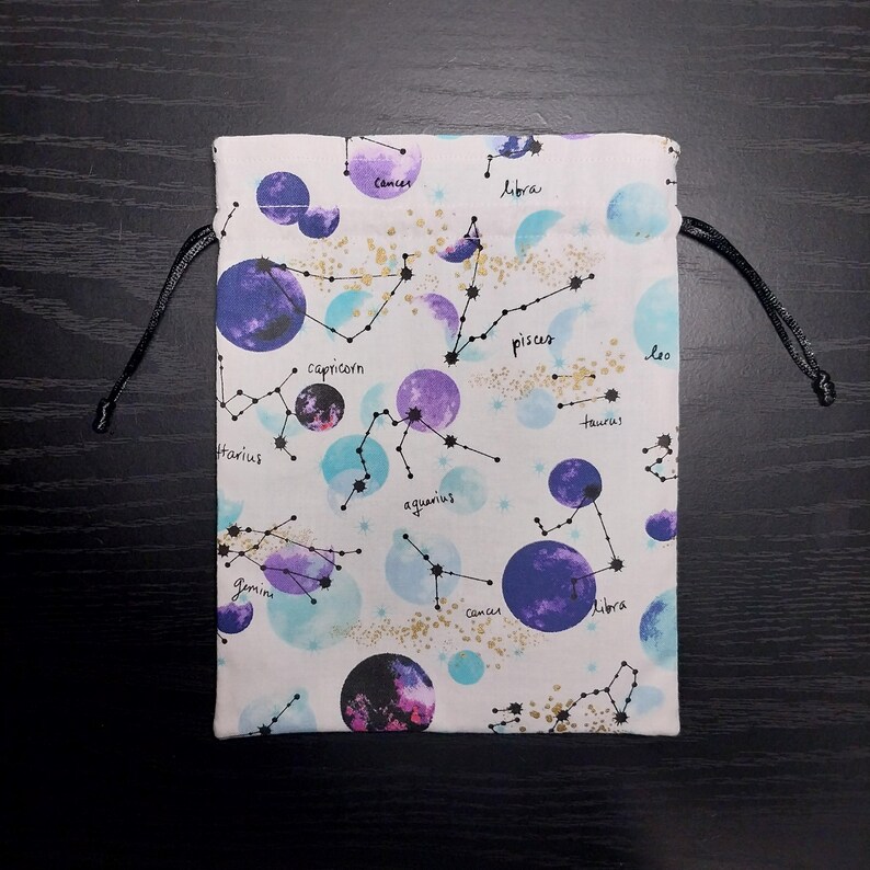 Constellations Zodiac With Metallic Accents Drawstring Bag, Small Gift ...