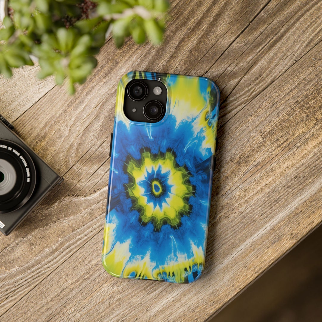 Blue and Yellow Tie Dye Tough Phone Cases for Samsung and Iphone, Fun ...