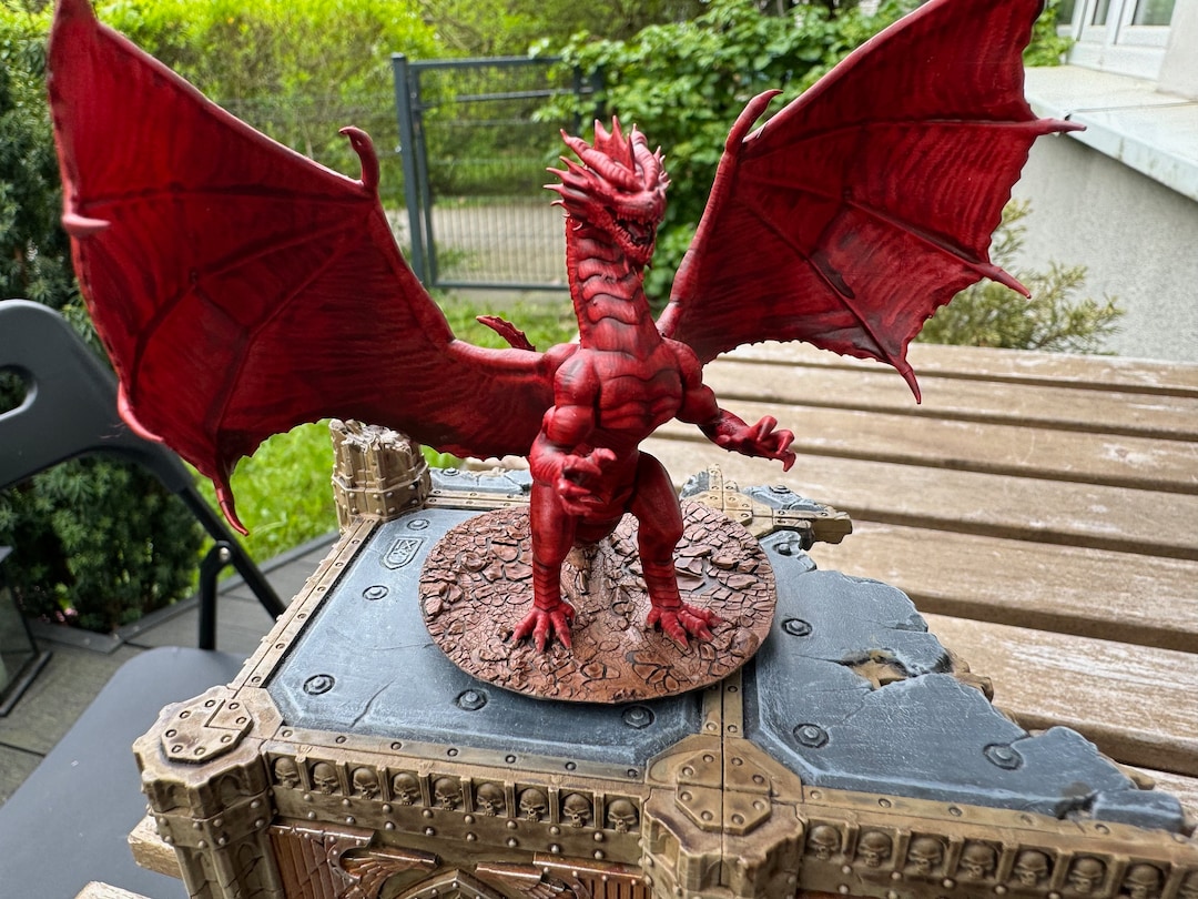 Painted Red Dragon Miniature | Dnd | 3D Printing | 8cm - Etsy