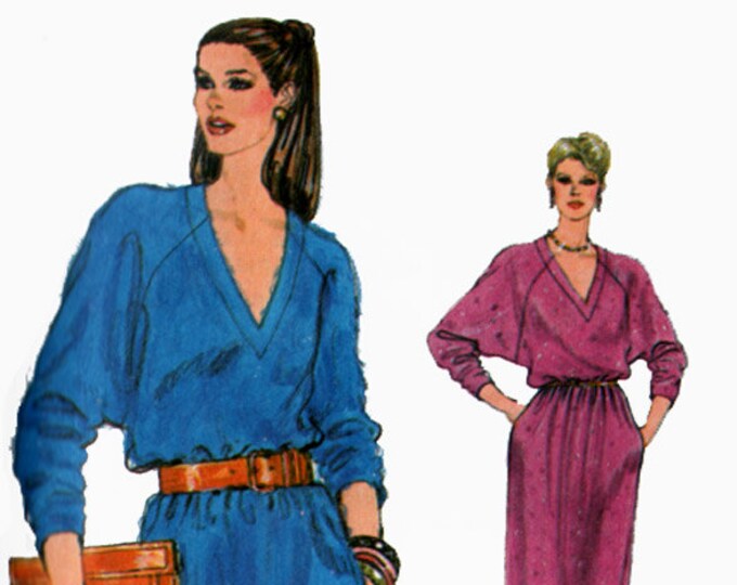 Vintage 1990s Chic Blouson Dress Sewing Pattern Vogue 7402 90s VERY ...
