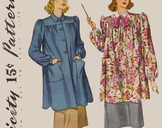 Vintage 1940s Maternity Smock in Two Lengths Sewing Pattern Simplicity ...