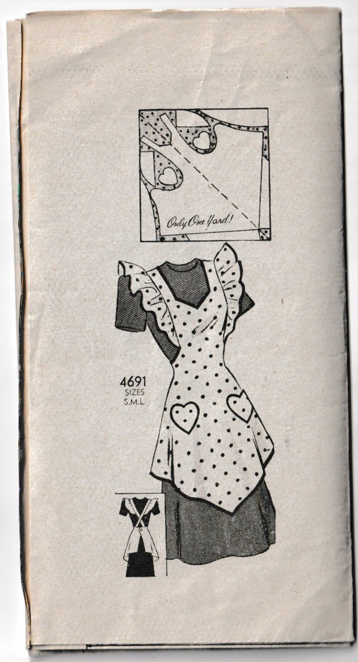 Vintage 1940s, Farm Kitchen Apron, Farmhouse Apron, Mail Order Sewing ...
