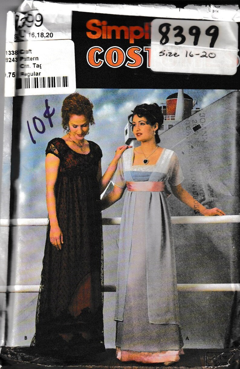 Titanic Edwardian Dress Pattern With an Empire Waist Simplicity 8399 ...