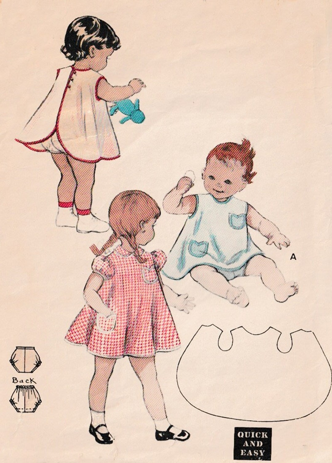 Vintage 1950s Quick and Easy Apron and Panties Sewing Pattern Butterick ...