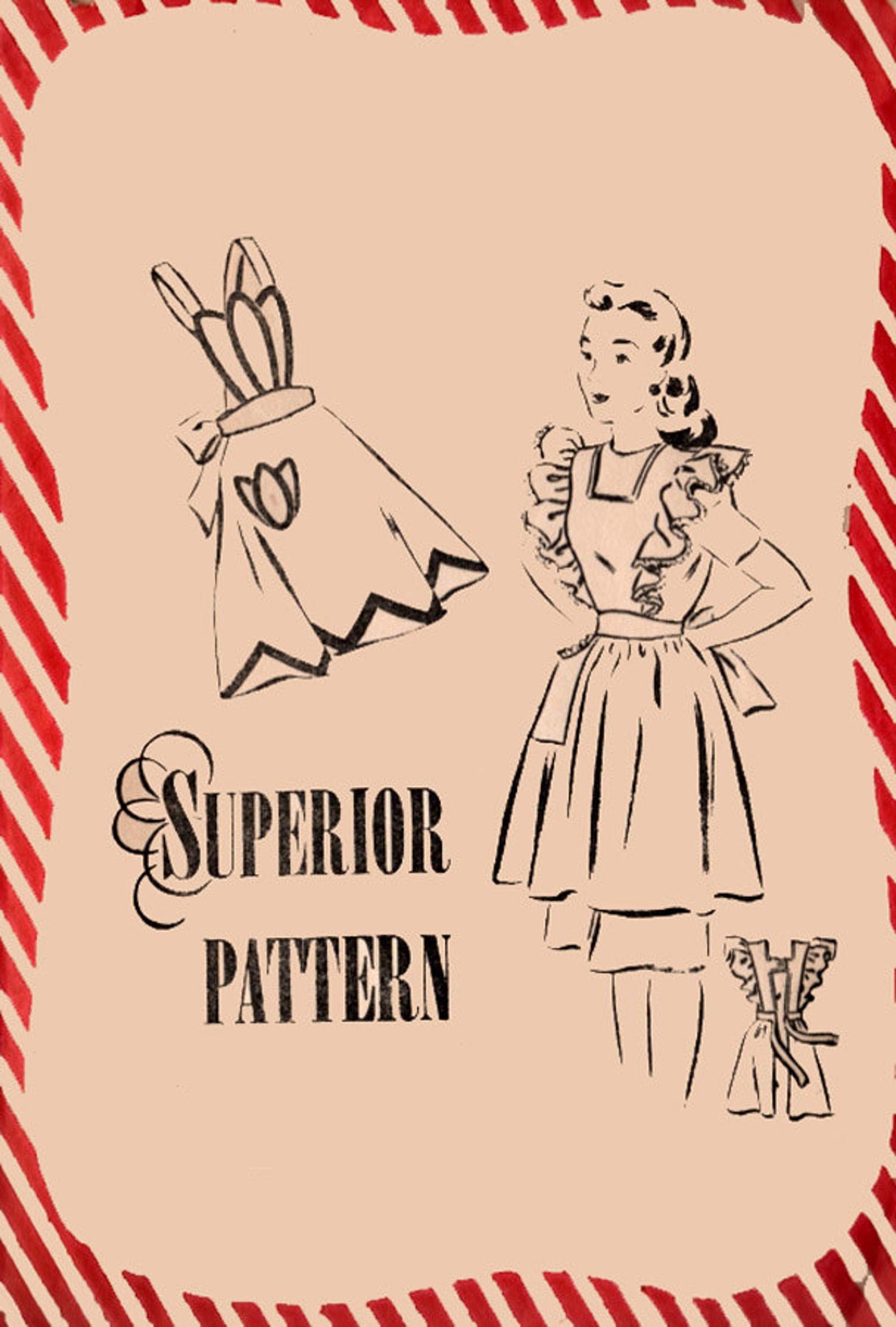 Vintage 1940s Ruffle Pinafore & Tulip Apron Sewing Pattern - Etsy