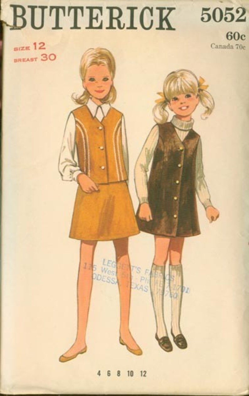 Vintage 1960s Girls MOD A Line Jumper or Skirt and Blouse Sewing ...