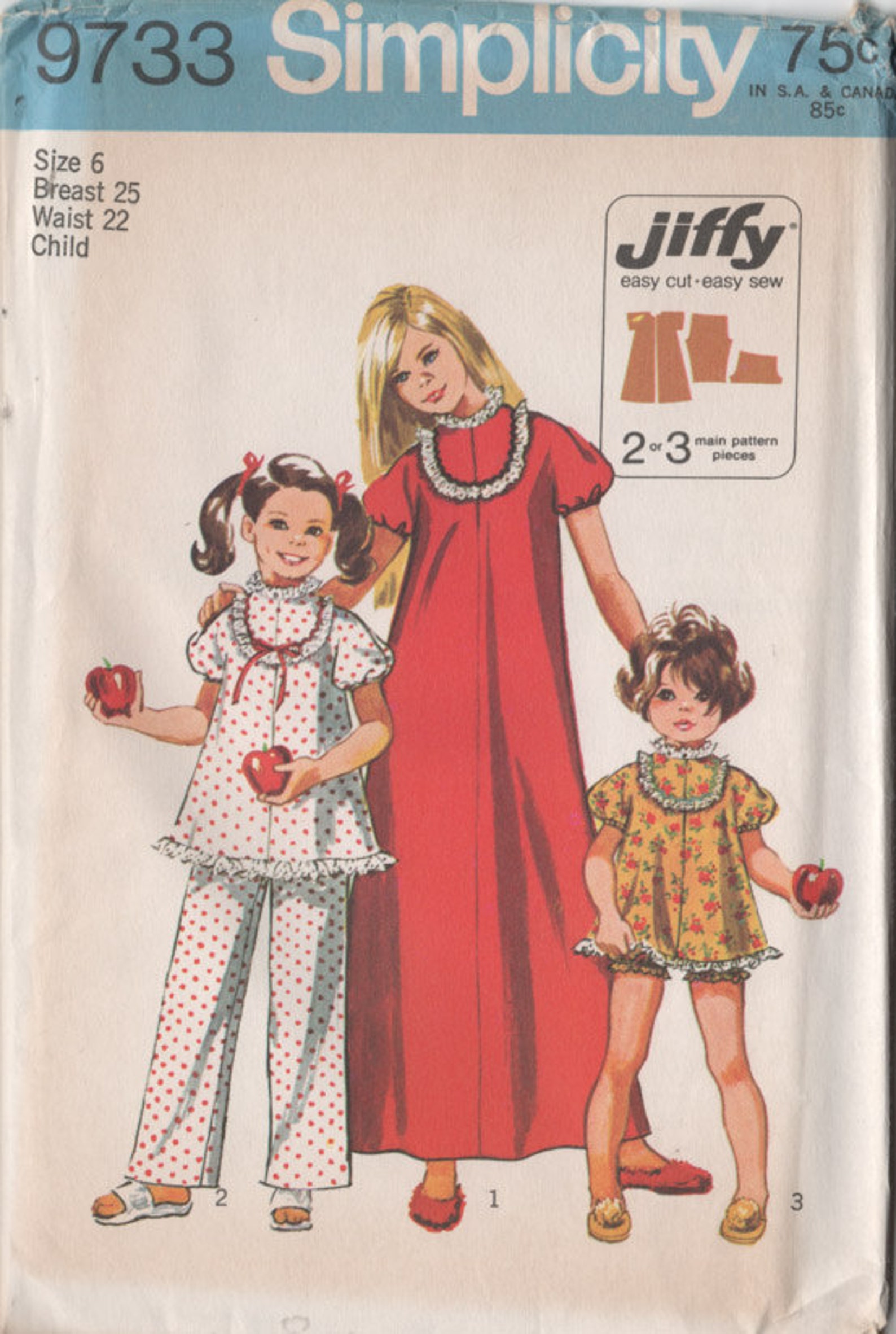 Vintage 1970s Christmas Pajamas in Two Lengths or Nightgown Simplicity ...
