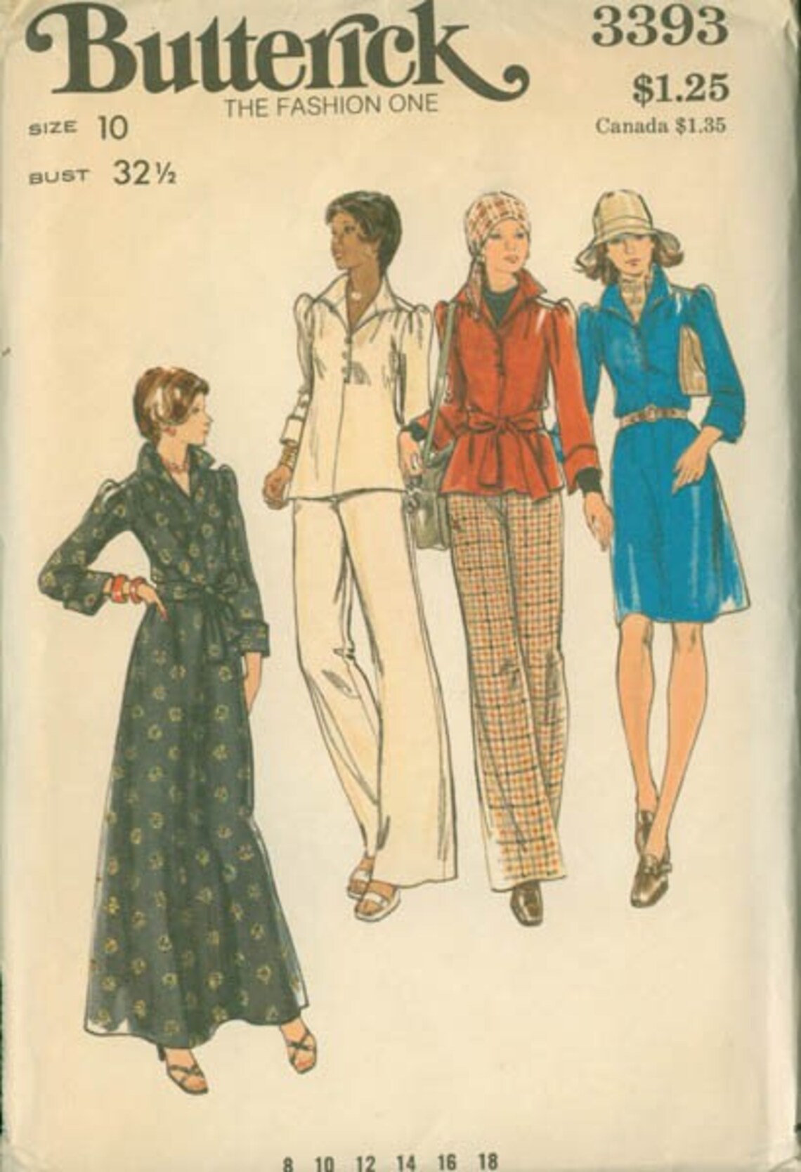 Vintage 70s Pullover Dress Top Pants Sewing Pattern Butterick 3393 ...