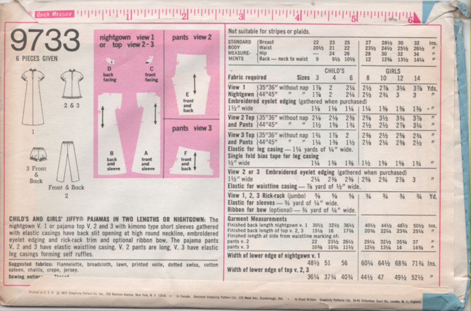 Vintage 1970s Christmas Pajamas in Two Lengths or Nightgown Simplicity ...