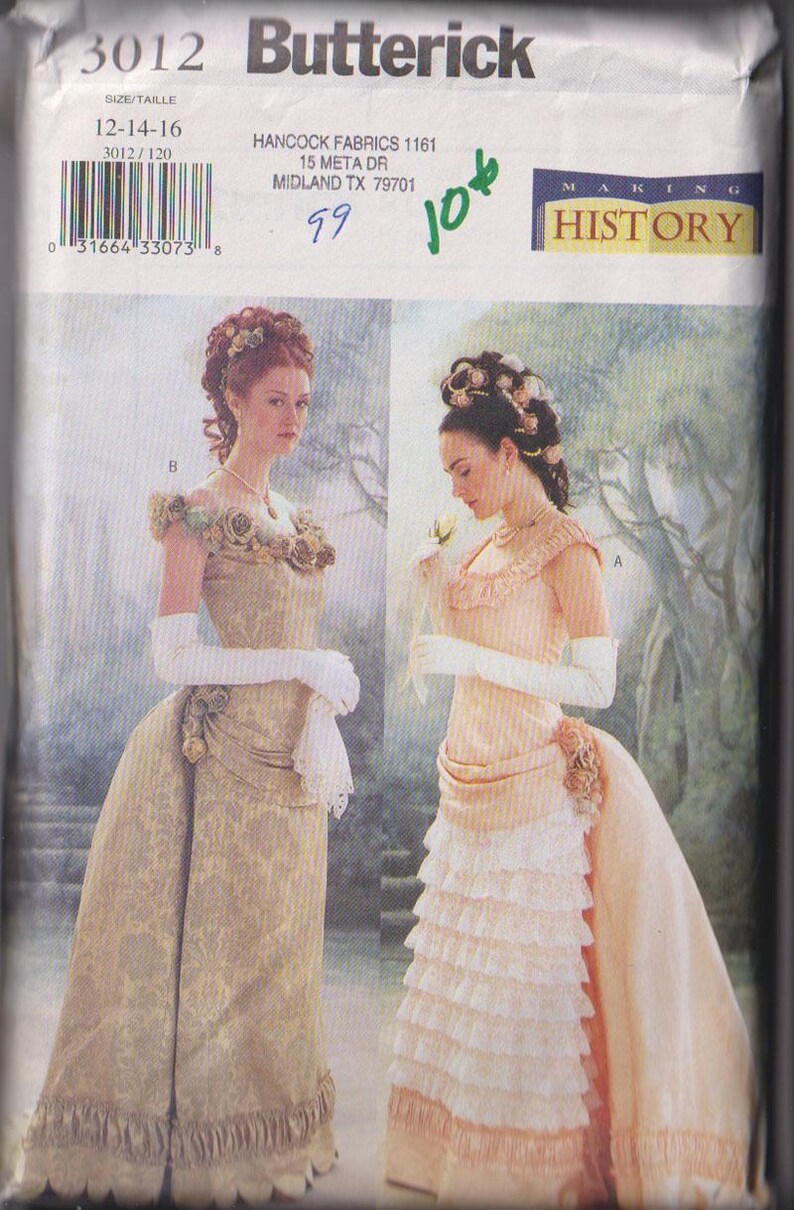 Butterick MAKING HISTORY Sewing Costume Pattern 3012 - Misses Fitted A ...