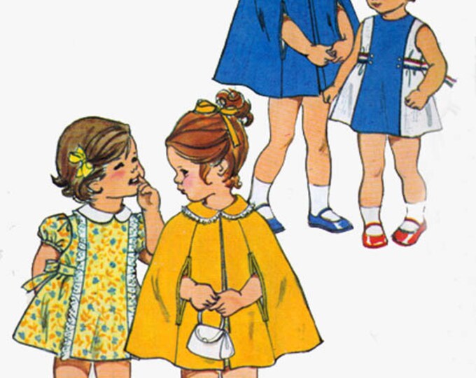 Vintage 70s Sewing Pattern Simplicity 5478 Toddlers Dress and Cape ...