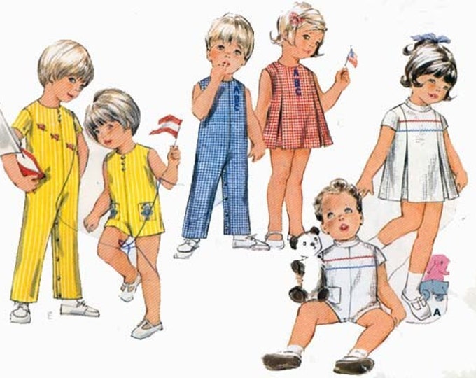 Vintage 60s Butterick 5757 Toddlers A Line Dress With Inverted Pleats ...