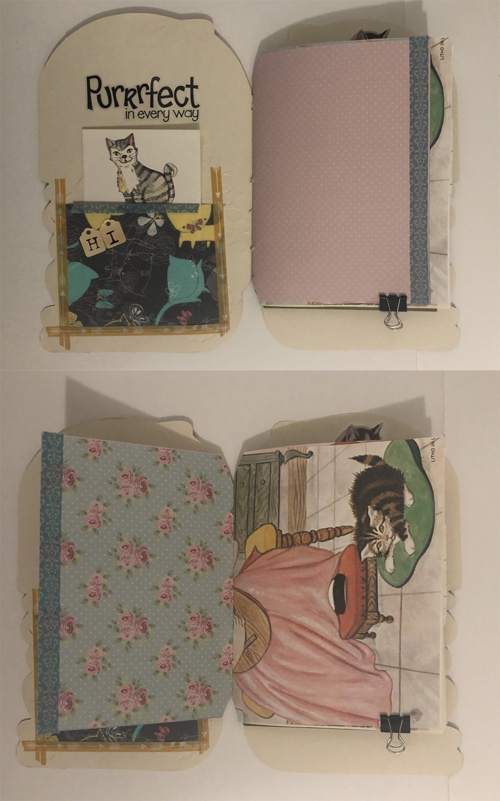 Handmade BIRTHDAY KITTEN CAT Kitty Kat Junk Journal Vintage Greeting ...